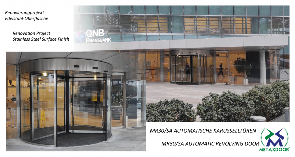 Automatic revolving doors - stainless steel surface HTM METAXDOOR GmbH